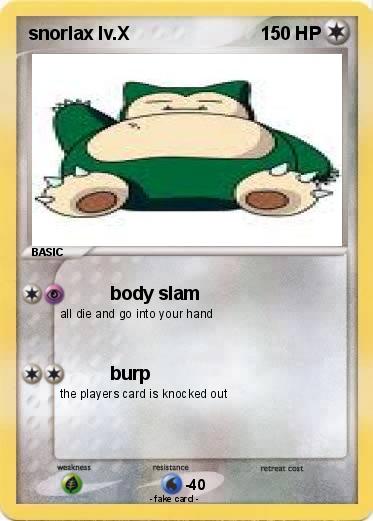 Pokémon snorlax lv X 5can - body slam - My Pokemon Card