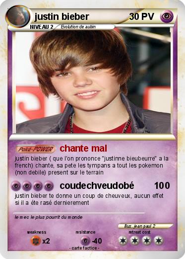 Pokémon justin bieber 755 755 - chante mal - Ma carte Pokémon