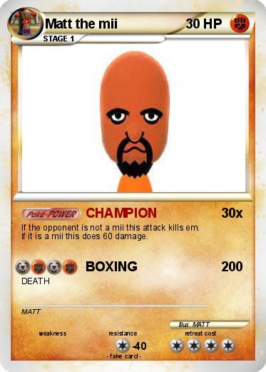 Pokémon Matt the mii - CHAMPION - My Pokemon Card