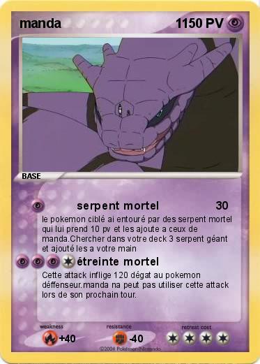 Pokémon manda 1 1 1 - serpent mortel - Ma carte Pokémon