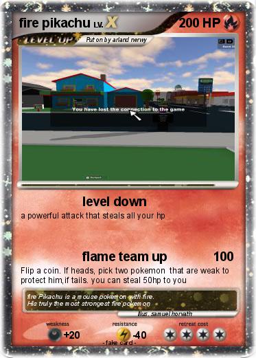 Pokémon fire pikachu 102 102 - level down - My Pokemon Card