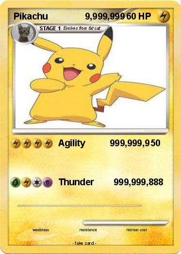 Pokémon Pikachu 9 999 999 999 - Agility 999,999,9 - My Pokemon Card