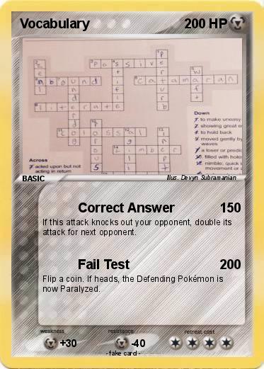Pokémon Vocabulary - Correct Answer - My Pokemon Card
