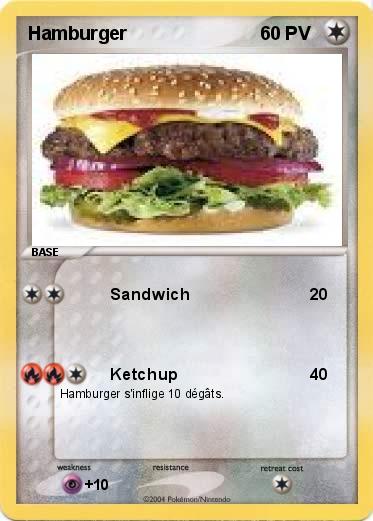 Pokémon Hamburger 10 10 - Sandwich - Ma carte Pokémon