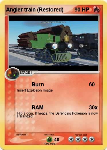 Pokémon Angler train Restored - Burn - My Pokemon Card