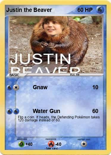 Pokémon Justin the Beaver 3 3 - Gnaw - My Pokemon Card