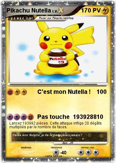 Pokémon Pikachu Nutella 3 3 - C'est mon Nutella ! - Ma carte Pokémon