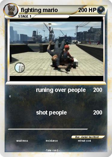 Pokémon fighting mario 2 2 - runing over people - My Pokemon Card
