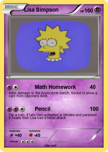 Pokémon Lisa Simpson 120 120 - Math Homework - My Pokemon Card