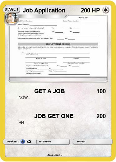 Pokémon Job Application - GET A JOB - My Pokemon Card