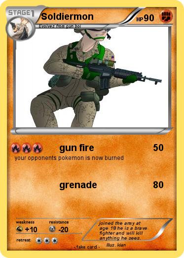 Pokémon Soldiermon - gun fire - My Pokemon Card