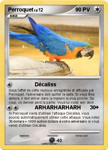 Pokémon Perroquet 6 6 - Décaliss - Ma carte Pokémon