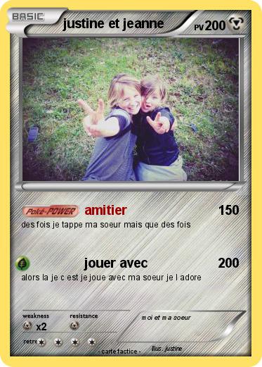 Pokémon justine et jeanne - amitier - Ma carte Pokémon