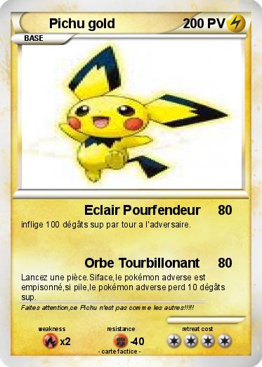 Pokémon Pichu gold - Eclair Pourfendeur - Ma carte Pokémon