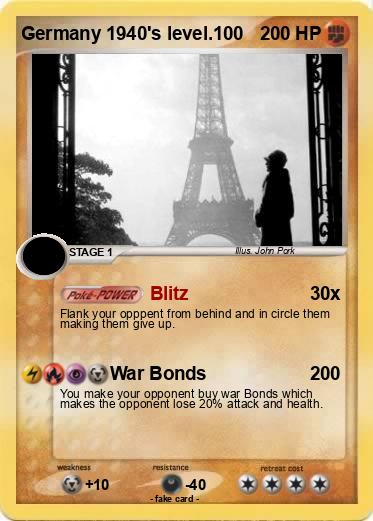 Pokémon Germany 1940 s level 100 100 - Blitz - My Pokemon Card