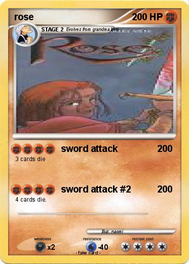 Pokémon rose 288 288 - sword attack - My Pokemon Card