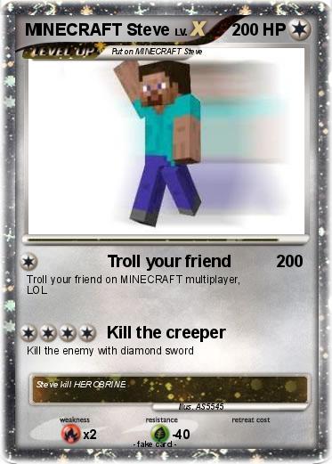 Pokémon MINECRAFT Steve 9 9 - Troll your friend - My Pokemon Card