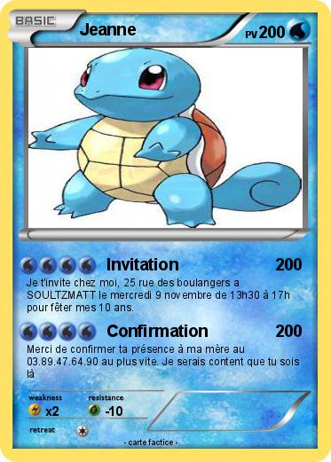 Pokémon Jeanne 78 78 - Invitation - Ma carte Pokémon