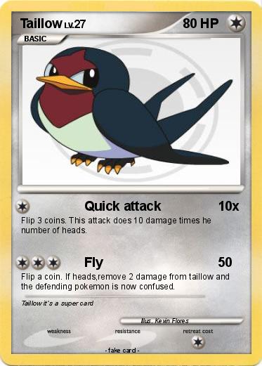 Pokémon Taillow 3 3 - Quick attack - My Pokemon Card