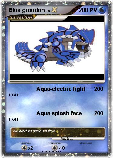 Pokémon Blue groudon 9 9 - Aqua-electric fight - Ma carte Pokémon