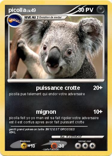 Pokémon picolla - puissance crotte - Ma carte Pokémon