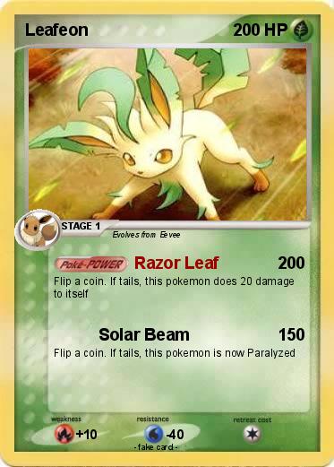 Pokémon Leafeon 293 293 - Razor Leaf - My Pokemon Card