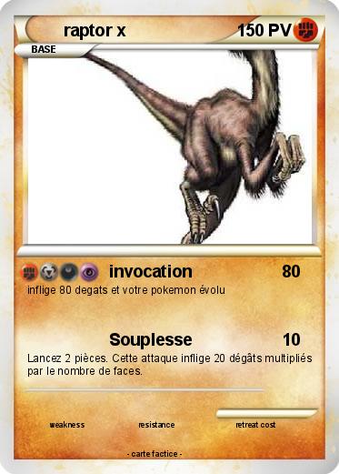 Pokémon raptor x - invocation - Ma carte Pokémon