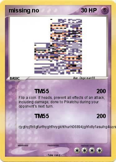 Pokémon missing no 130 130 - TM55 - My Pokemon Card