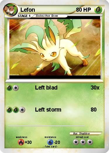 Pokémon Lefon - Left blad - My Pokemon Card