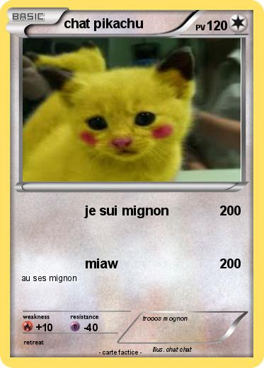 Pokémon chat pikachu 22 22 - je sui mignon - Ma carte Pokémon