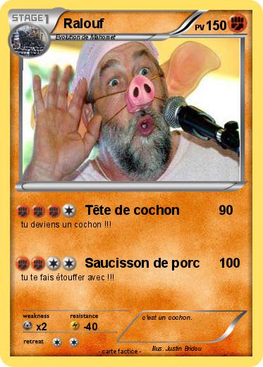 Pokémon Ralouf 14 14 - Tête de cochon - Ma carte Pokémon