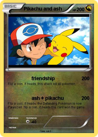 Pokémon Pikachu and ash 44 44 - friendship - My Pokemon Card