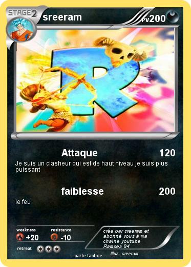 Pokémon sreeram - Attaque - Ma carte Pokémon