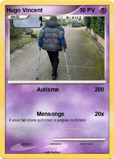 Pokémon Hugo Vincent - Autisme - Ma carte Pokémon