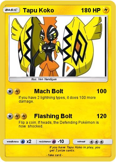 Pokémon Tapu Koko 167 167 - Mach Bolt - My Pokemon Card