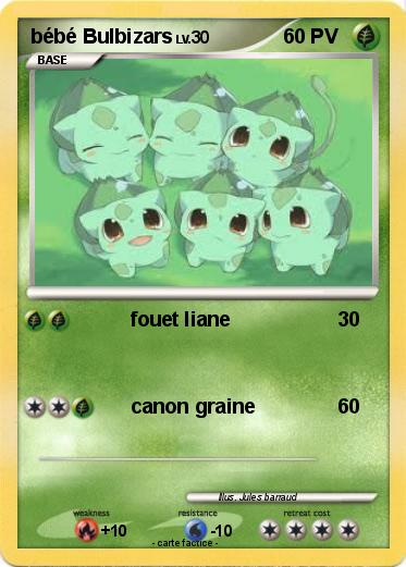 Pokémon bebe Bulbizars - fouet liane - Ma carte Pokémon