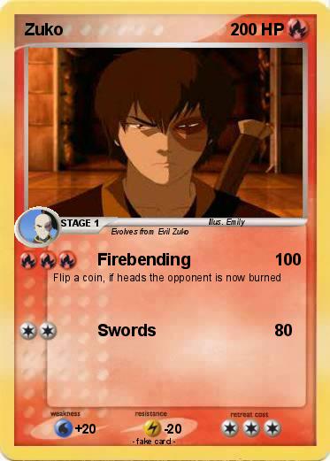 Pokémon Zuko 133 133 - Firebending - My Pokemon Card
