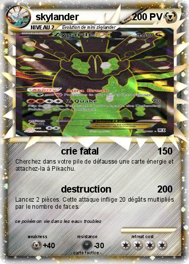 Pokémon skylander 60 60 - crie fatal - Ma carte Pokémon