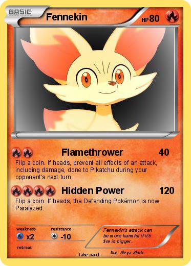 Pokémon Fennekin 508 508 - Flamethrower - My Pokemon Card