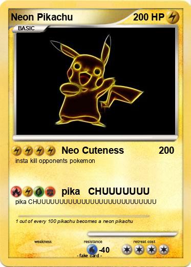 Pokémon Neon Pikachu 9 9 - Neo Cuteness - My Pokemon Card