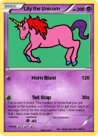 Pokémon Lily the Unicorn 1 1 - Horn Blast - My Pokemon Card