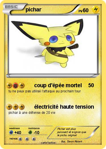 Pokémon pichar 2 2 - coup d'épée mortel - Ma carte Pokémon