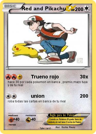 Pokémon Red and Pikachu 5 5 - Trueno rojo - Mi carta pokémon