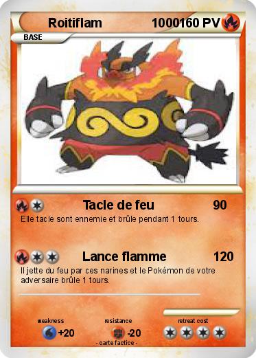 Pokémon Roitiflam 1000 1000 - Tacle de feu - Ma carte Pokémon