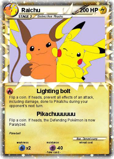 Pokémon Raichu 4216 4216 - Lighting bolt - My Pokemon Card