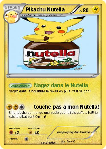 Pokémon Pikachu Nutella - Nagez dans le Nutella - Ma carte Pokémon
