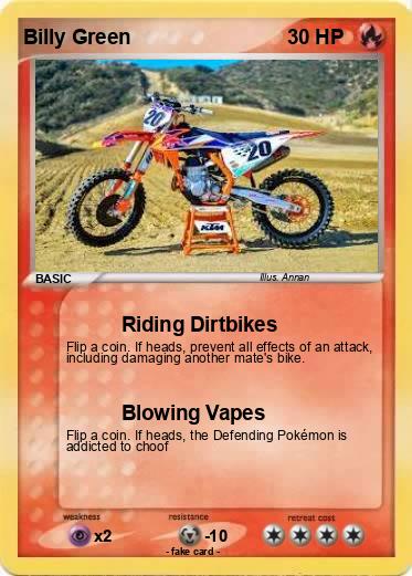 Pokémon Billy Green - Riding Dirtbikes - My Pokemon Card