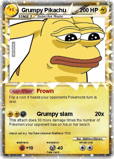 Pokémon Grumpy Pikachu - Frown - My Pokemon Card