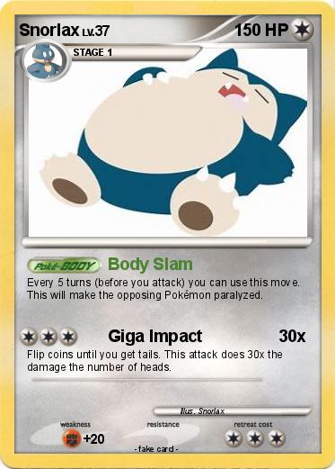Pokémon Snorlax 1076 1076 - Body Slam - My Pokemon Card