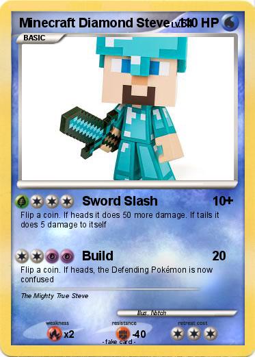 Pokémon Minecraft Diamond Steve - Sword Slash - My Pokemon Card